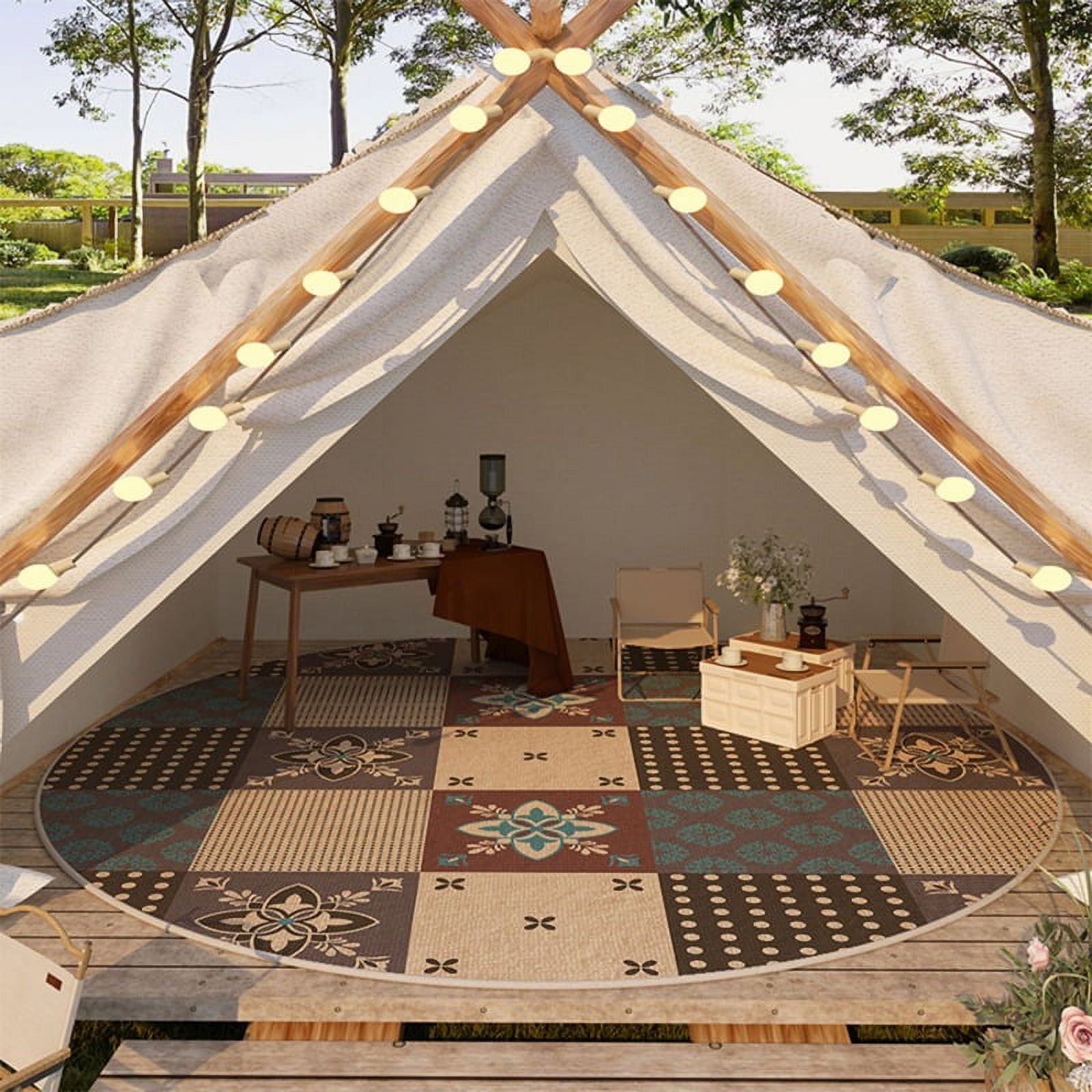 Round Ground Mat Inside Camping Tent Carpet Large Area Rug Machine ...