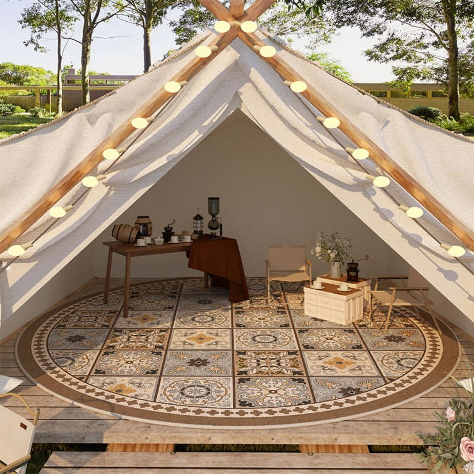 Round Ground Mat Inside Camping Tent Carpet Large Area Rug Machine ...
