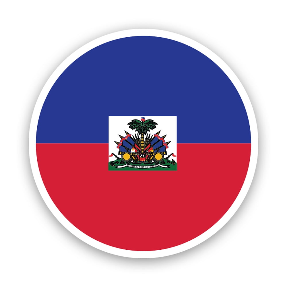 Round Haitian Flag Sticker Decal - Self Adhesive Vinyl - Weatherproof - Made in USA - haiti hti ...