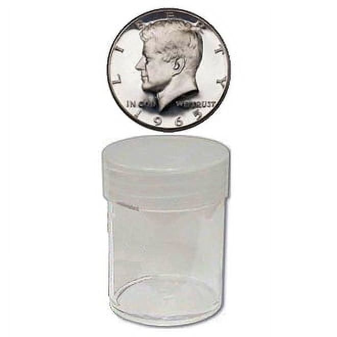 BCW Round Half Dollar Coin Tubes, 30.6mm Clear Plastic, Screw-On Caps ...