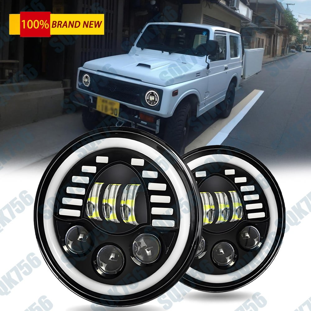 Round Halo 7INCH LED Headlights High Low Beam H6024 For Suzuki Samurai ...