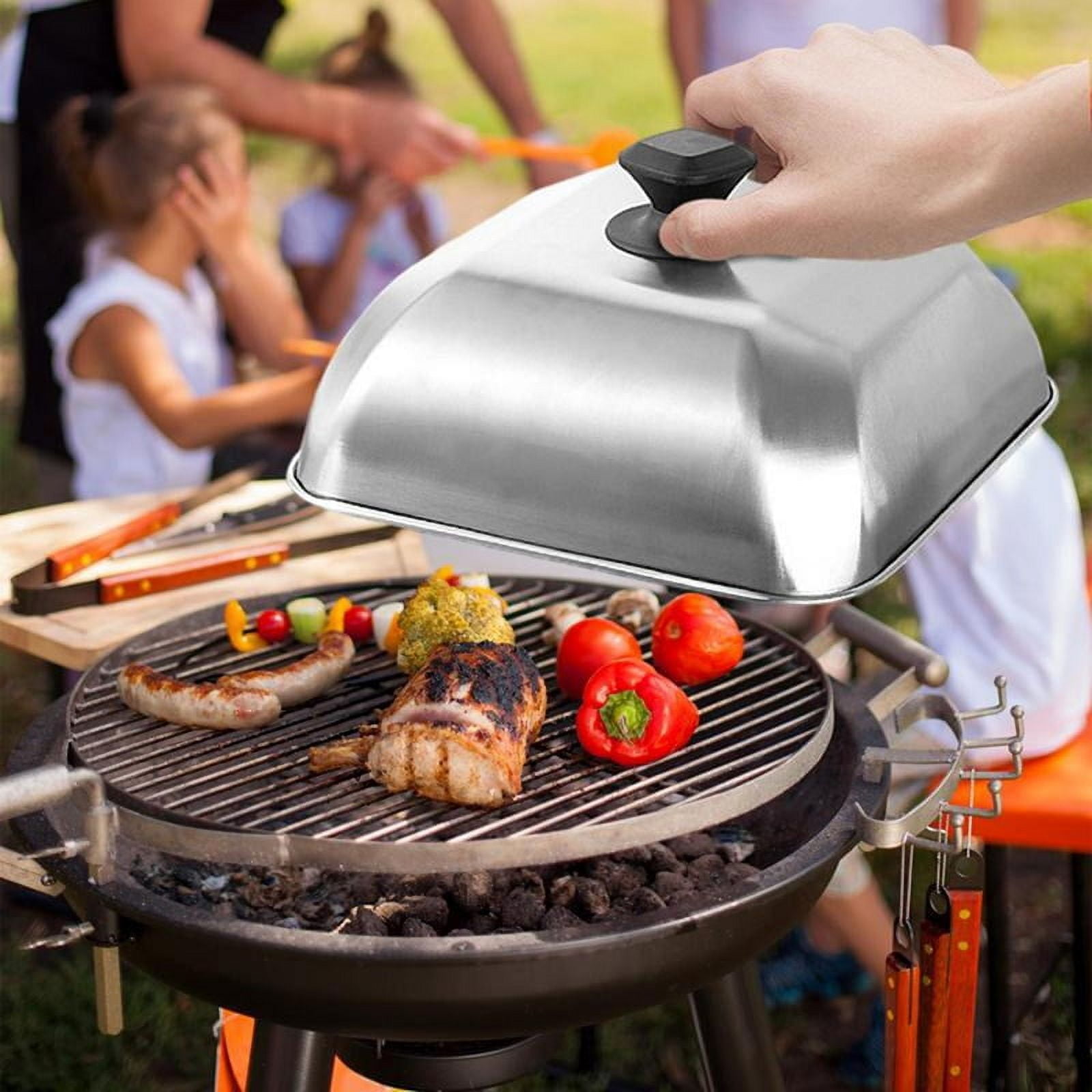 Round Hamburger Lid Stainless Steel Griddle Dome Cover Cheese Melting ...