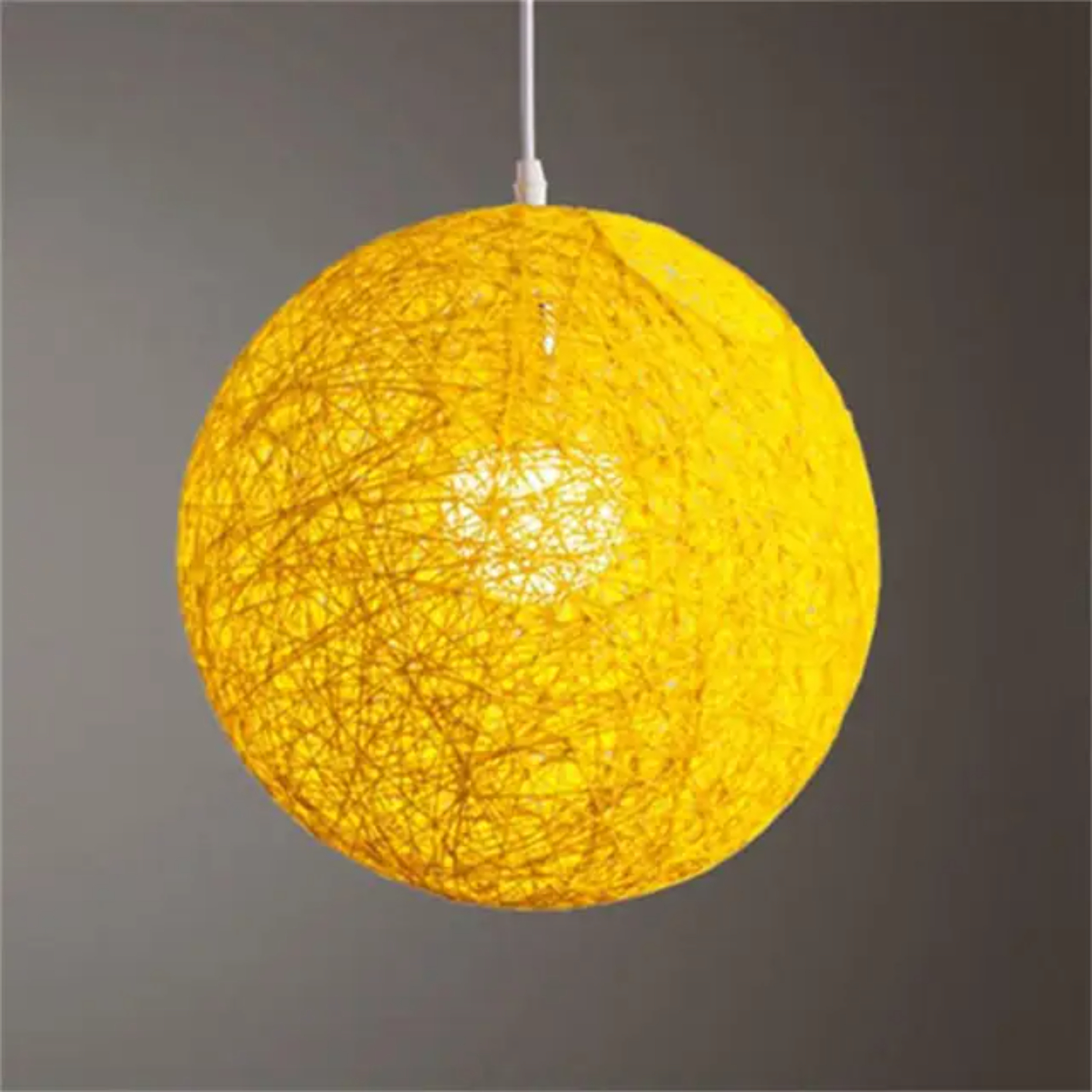 Round Hand-Woven Rattan Vine Lamp Shade Hanging Pendant Light Cover ...