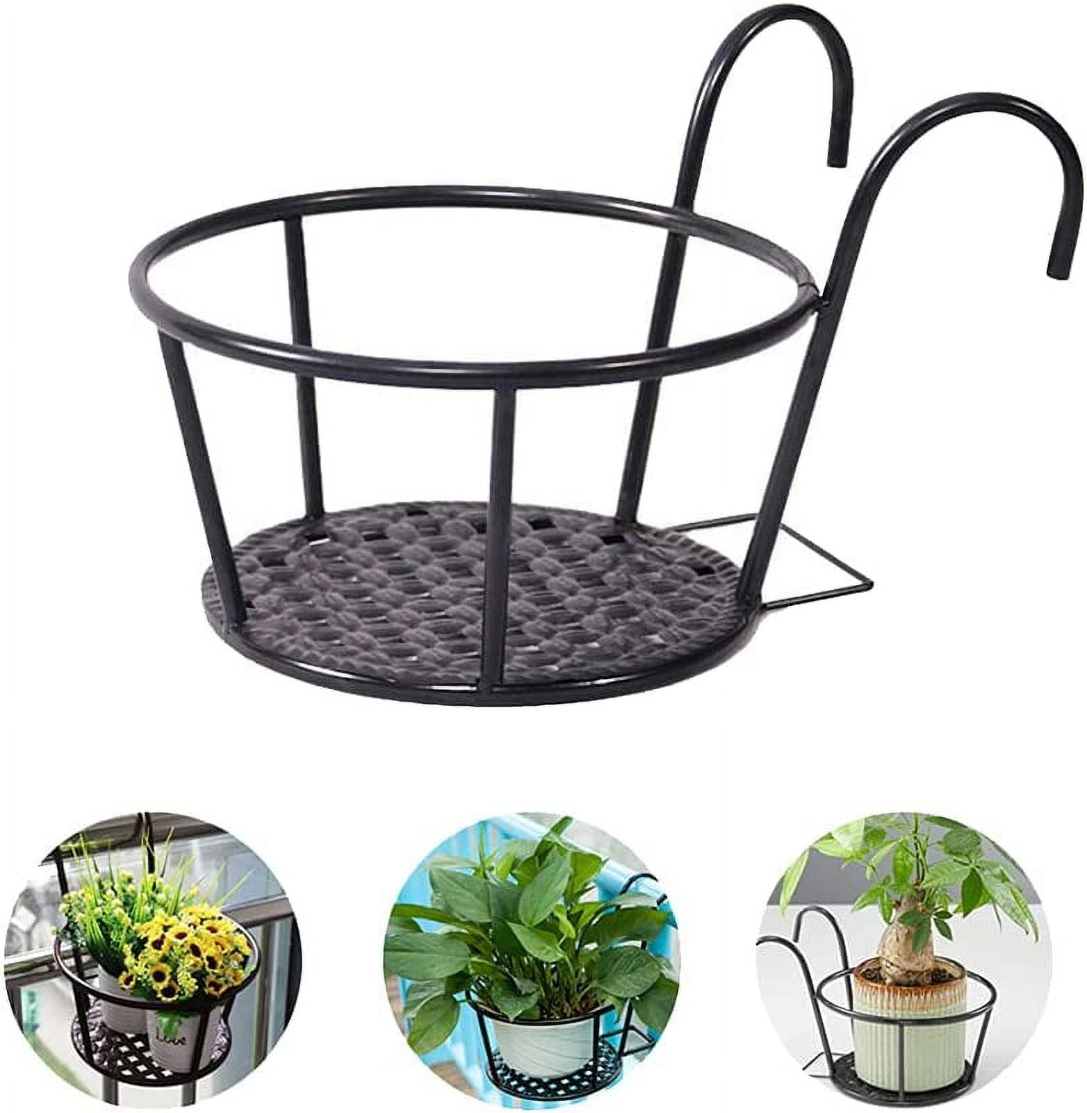 Round Hanging Railing Planters Iron Art Hanging Baskets Flower Pot ...