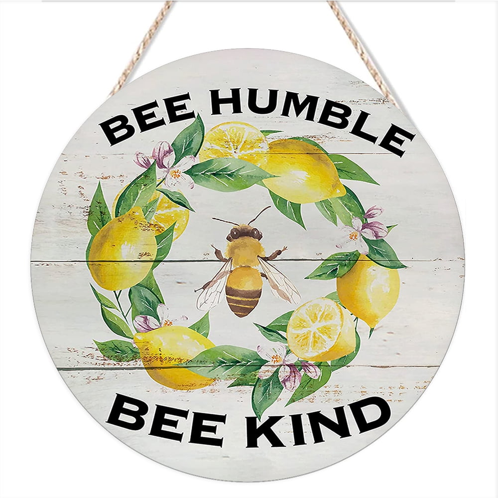 Round Hanging Wood Sign Inspirational Wall Decor Be Humble Be Kind Wood ...