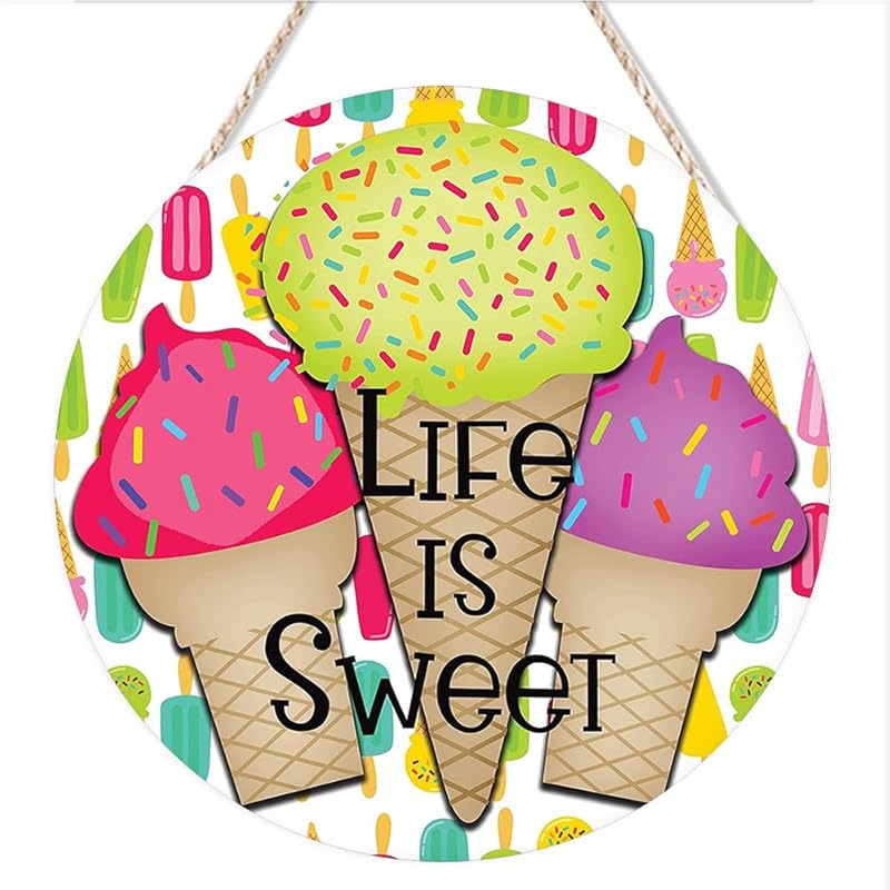 Round Hanging Wood Sign Rustic Wall Decor Hydrangeas and Yellow Daisies ...