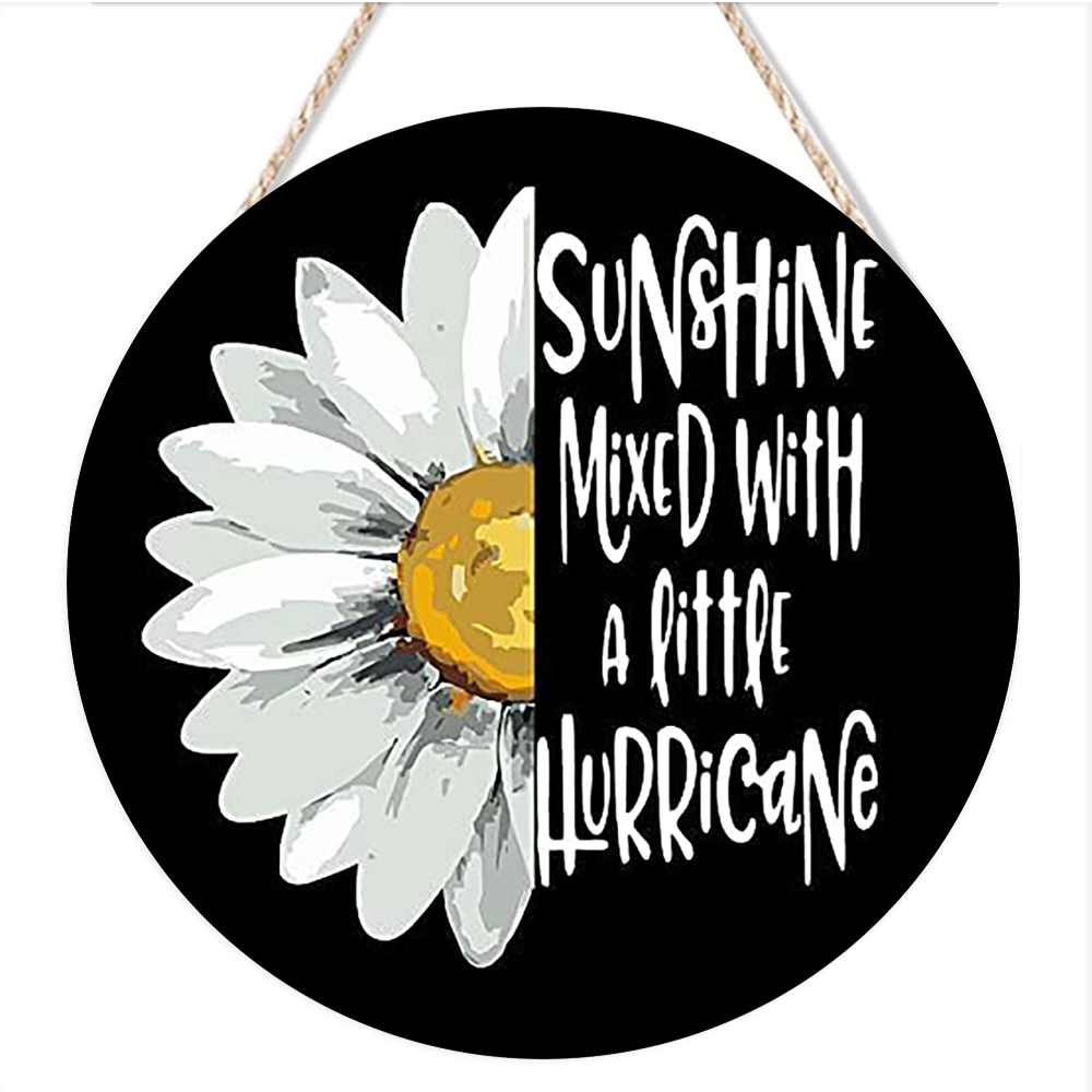 Round Hanging Wood Sign Rustic Wall Decor Sunshine mixed With a little ...