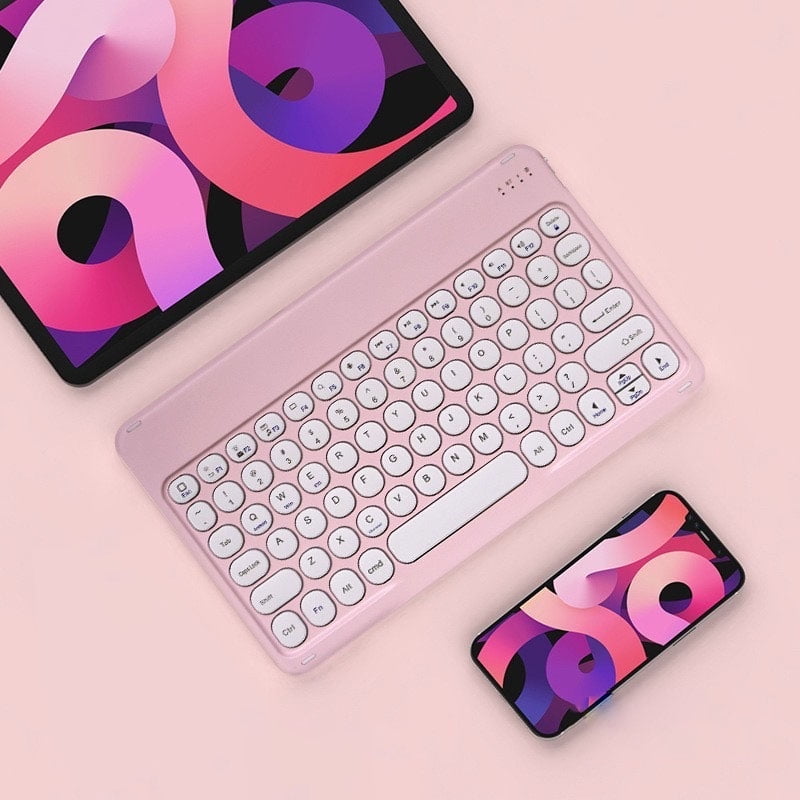 Round Hat Silent Retro Mini Wireless Keyboard Compatible with iPad ...