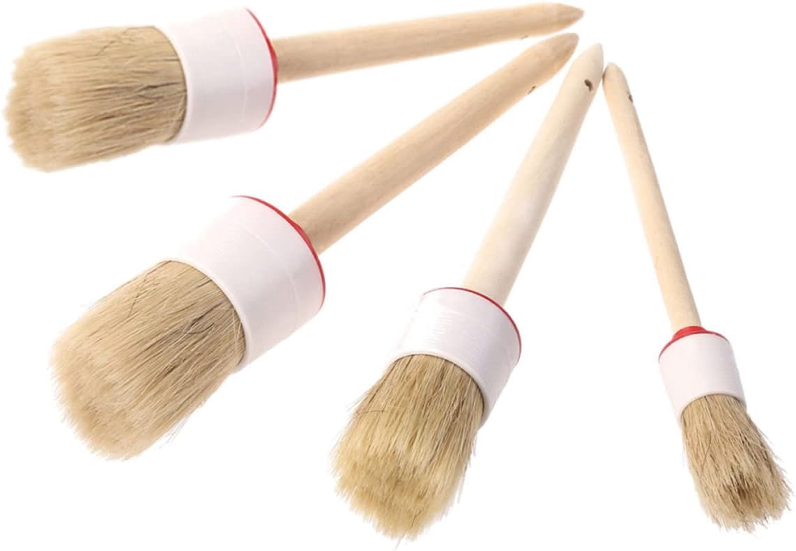 Round Head Brush 4PCS car cleaning brush car detailing brush Boar Hair ...