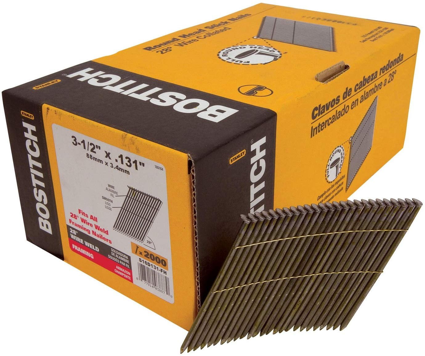 Round Head Framing Nails - nail stick 131 plain 3-1/2 2000 per box ...