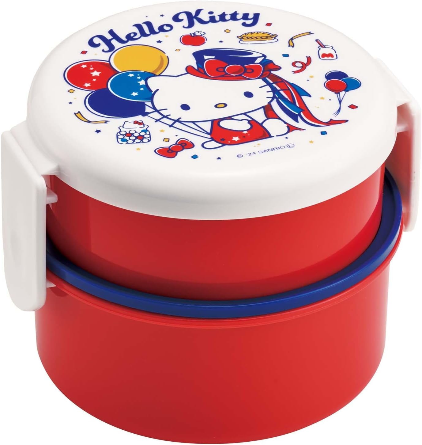 Round Hello Kitty Lunch Box, 16.9 fl oz (500 ml), with Fork and Two ...
