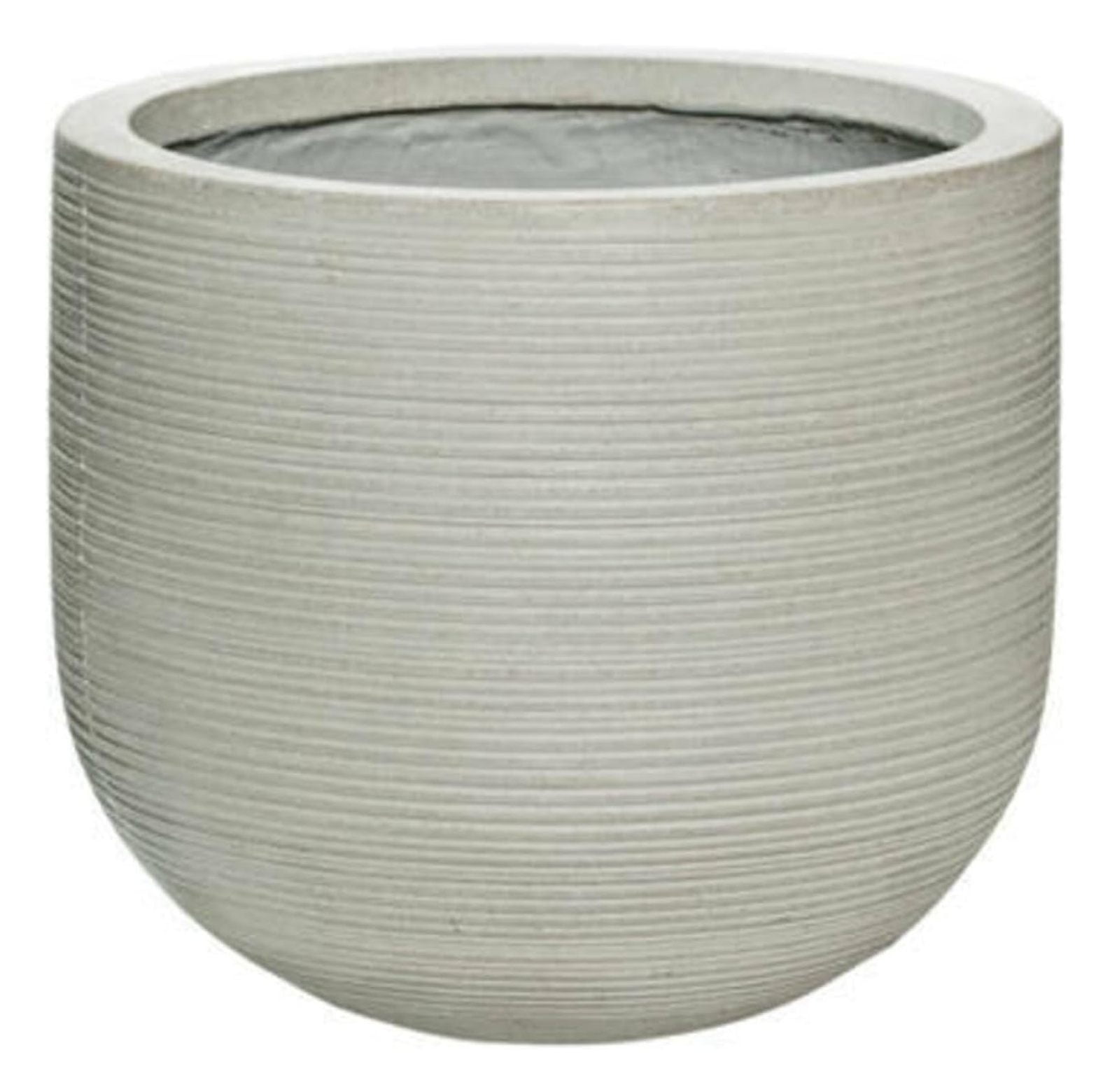 Round Horizontal Ridged Ficonstone Ivory Flower Pot 12" H x 14" W ...