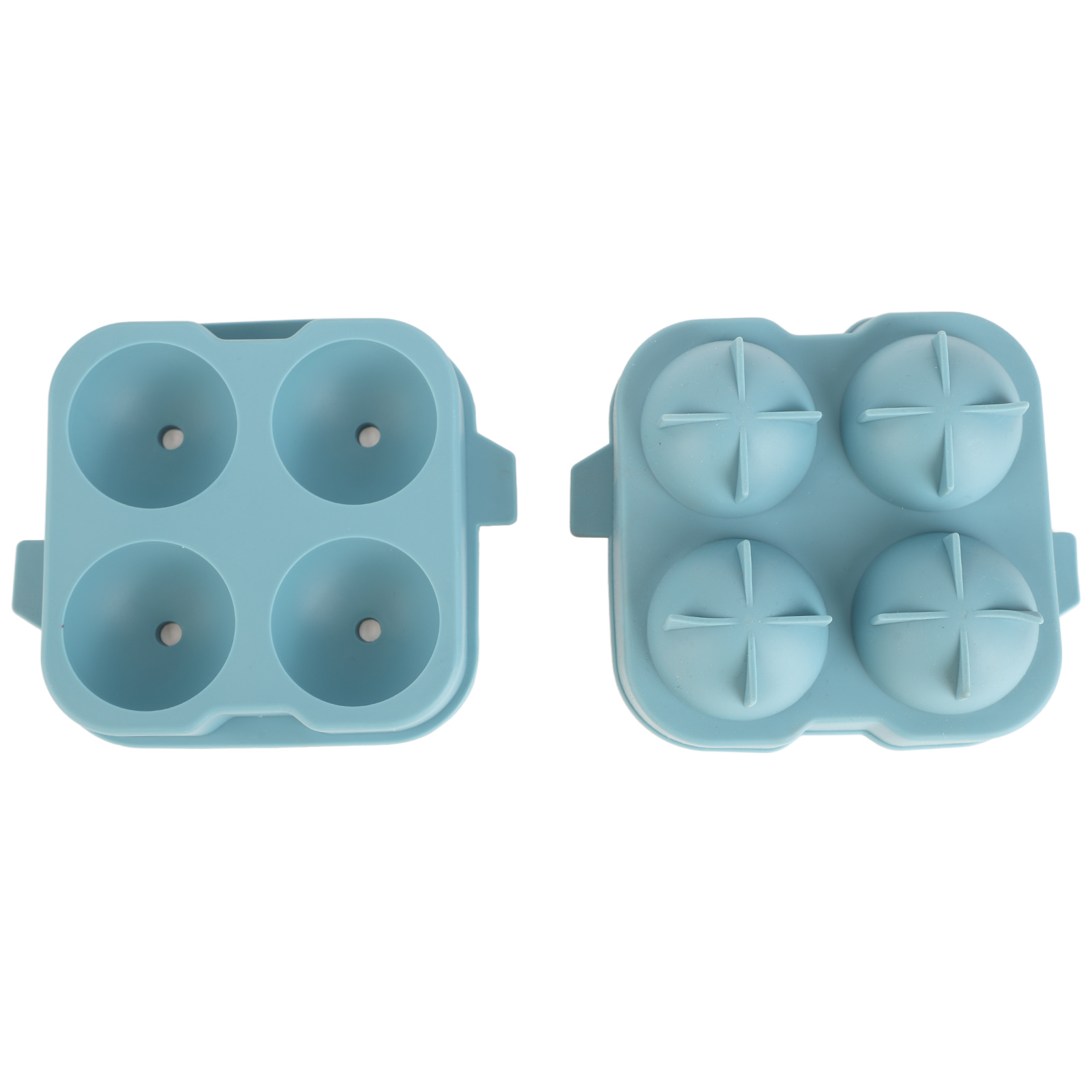 Round Ice Cube Ball Maker Tray Silicone Sphere Mold Easy Release 4 Hole ...