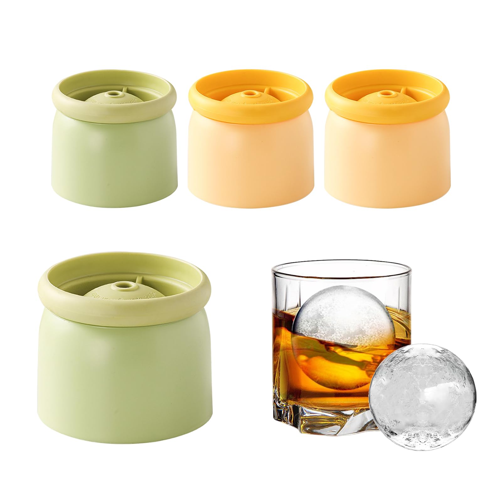 Round Ice Cube Molds Set of 4,Make 2.4 Inch Spherelce ice for Whiskey ...