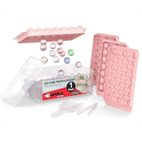 Round Ice Cube Tray Set Pack of 1, BPA-Free Stackable Trays with Lid ...
