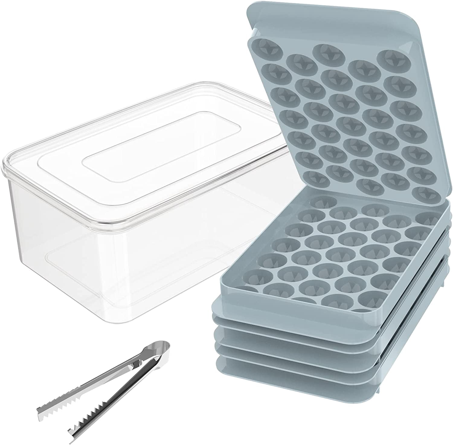 Round Ice Cube Trays for Freezer with Cover & Bin, 3 Packs 1In Small ...