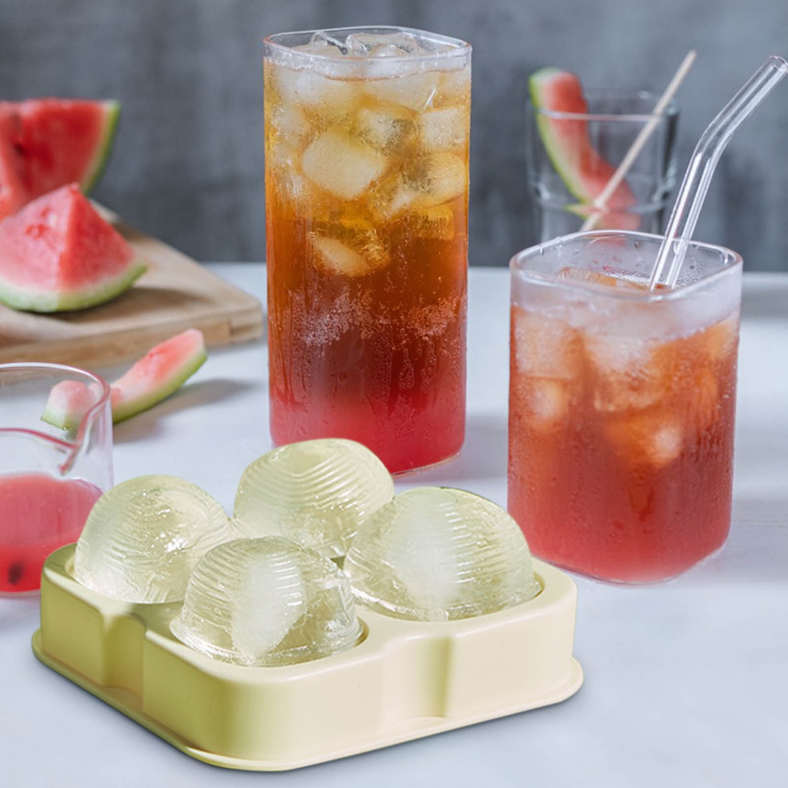 Round Ice Lattice Tray, Silica Gel Food Grade Ice Mold, Non-Stick Easy ...