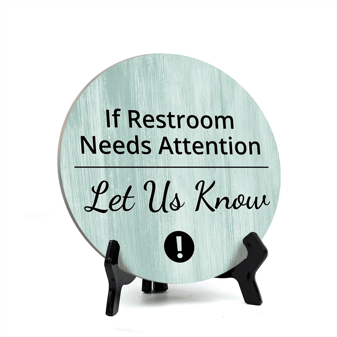 Round If Restroom Needs Attention Let Us Know, Light Green Decorative ...