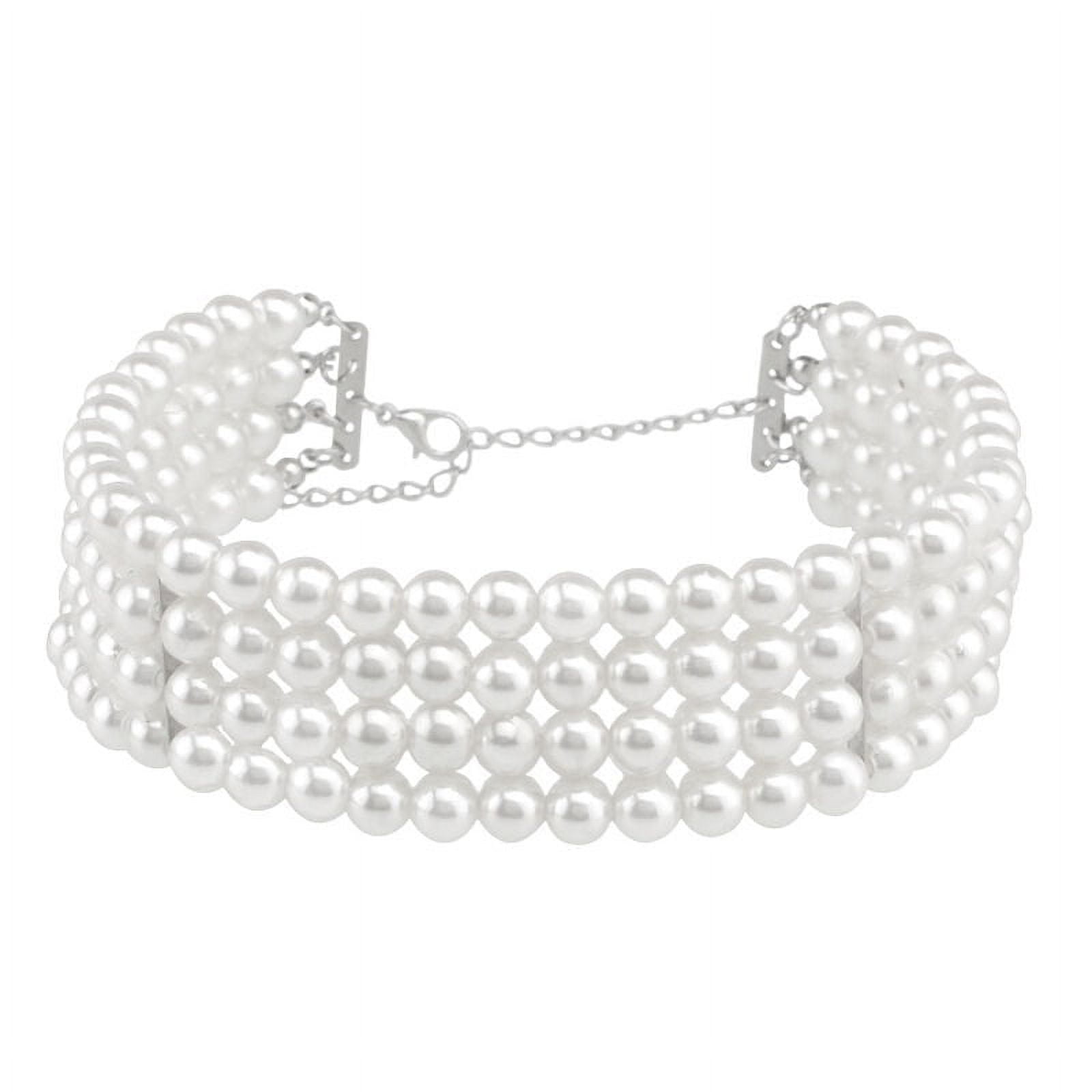 Round Imitation Pearl Choker Necklace Multi Strands Choker 20s Flapper ...