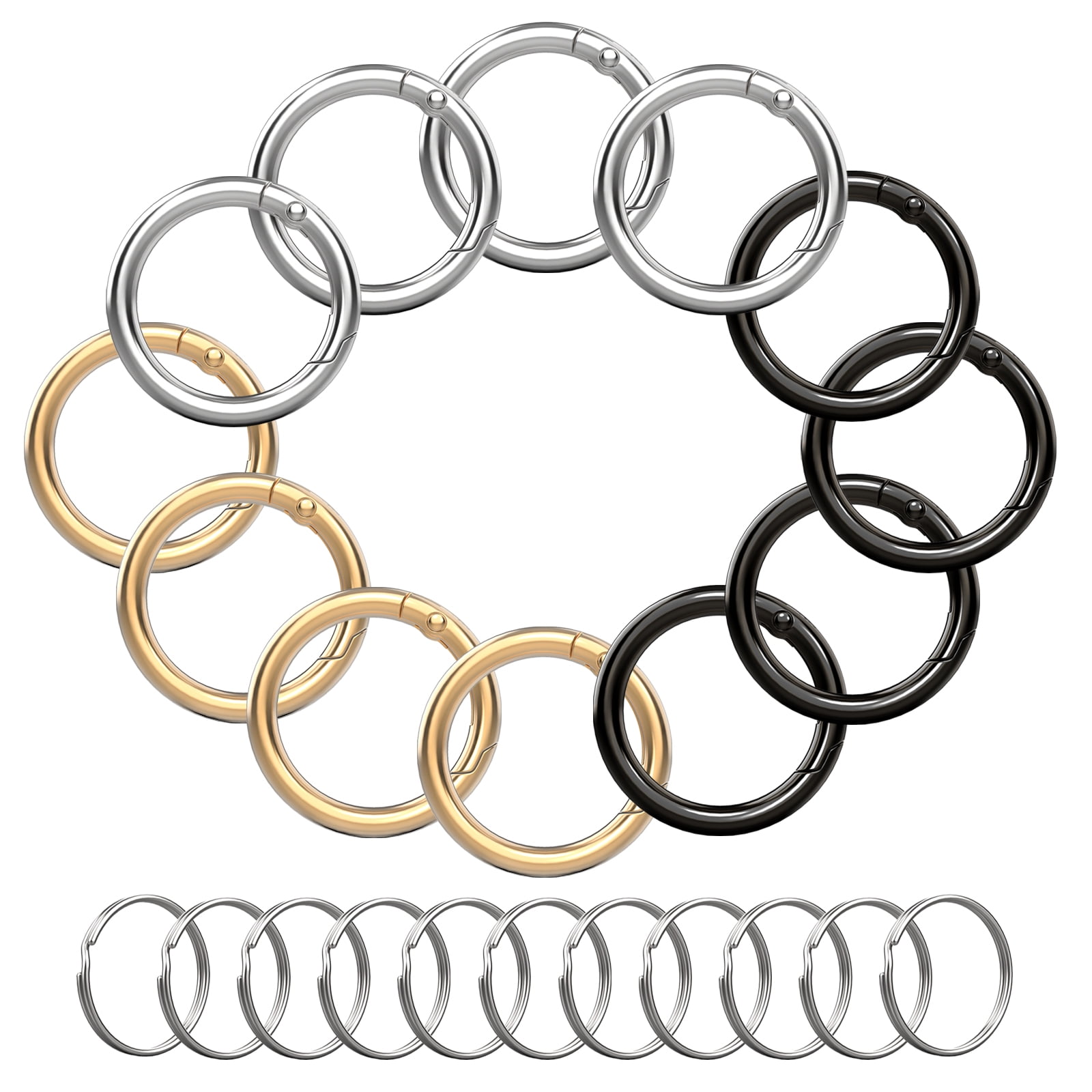 Round Key Ring Carabiner Clip for Keys, Buckle, Bags, Purses, 1 Inch ...