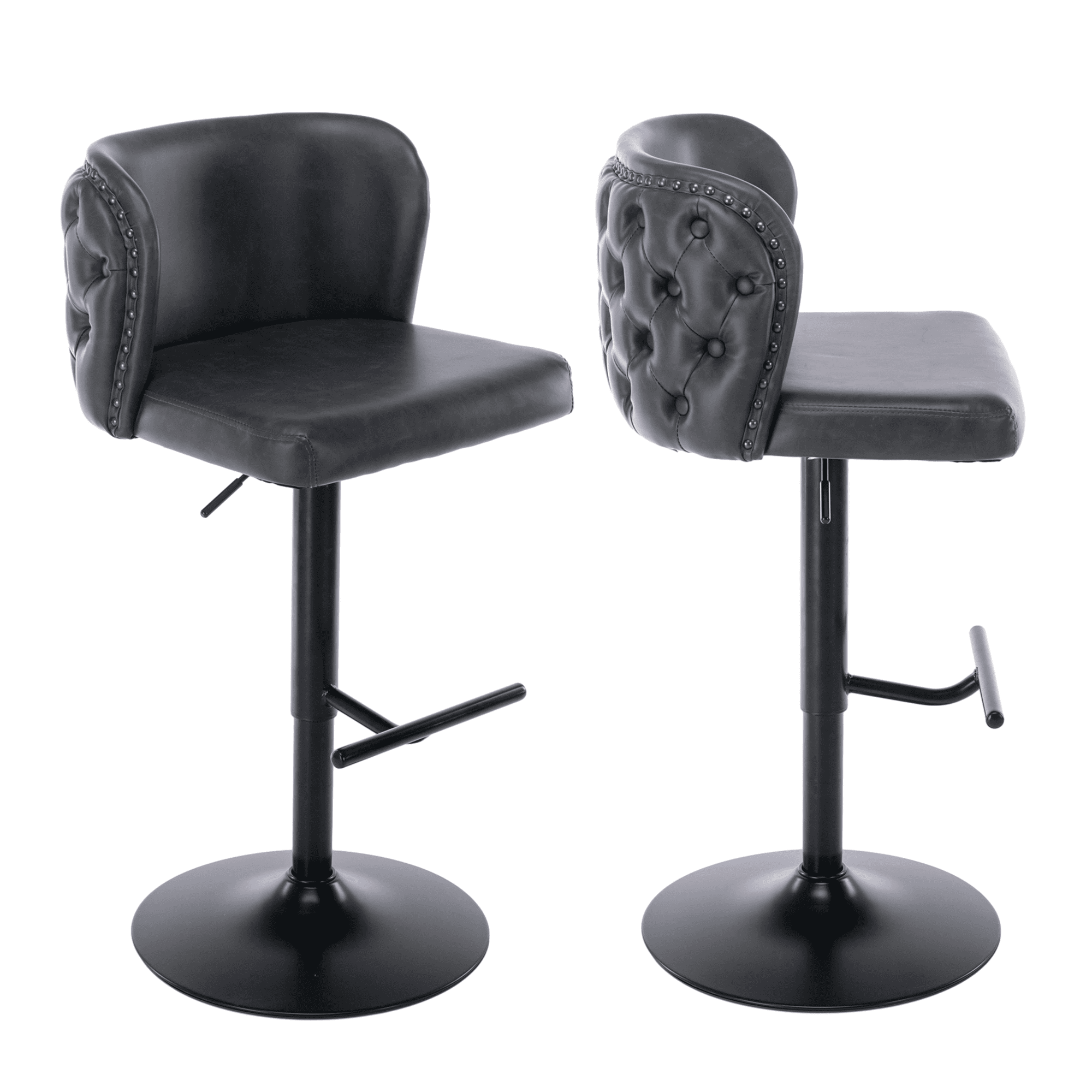 Walmart Round Kitchen Bar Stools, PU Upholstered, Adjustable Height 25 ...