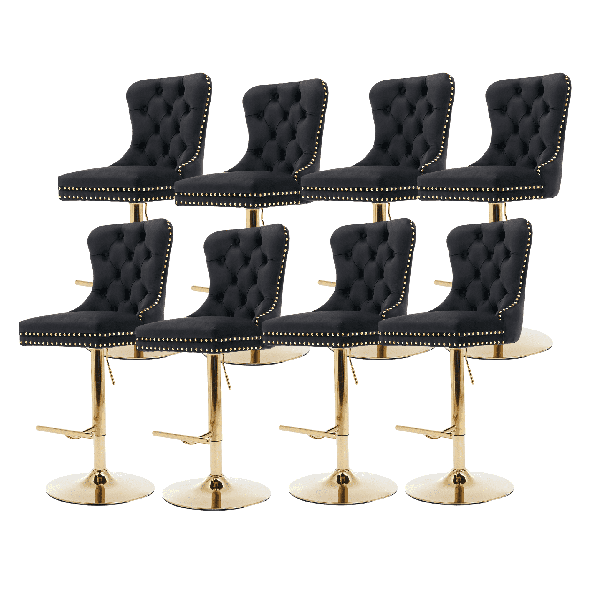 Round Kitchen High Bar Chairs with Golden Base Velvet Bar Stool Chair ...