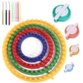 8Pcs Round Knitting Looms Set with Pom Pom Makers, 4 Plastic Looms with ...