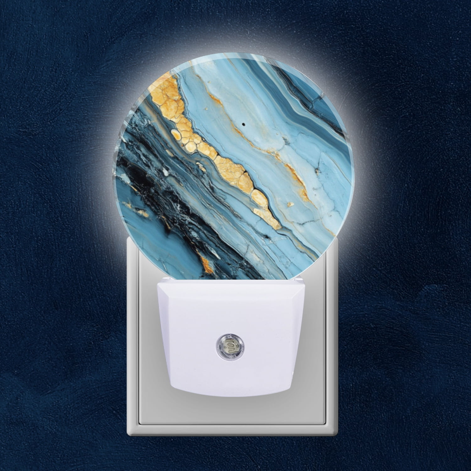 Round LED Night Lights Lamp with Dusk to Dawn Sensor, Blue Marble ...