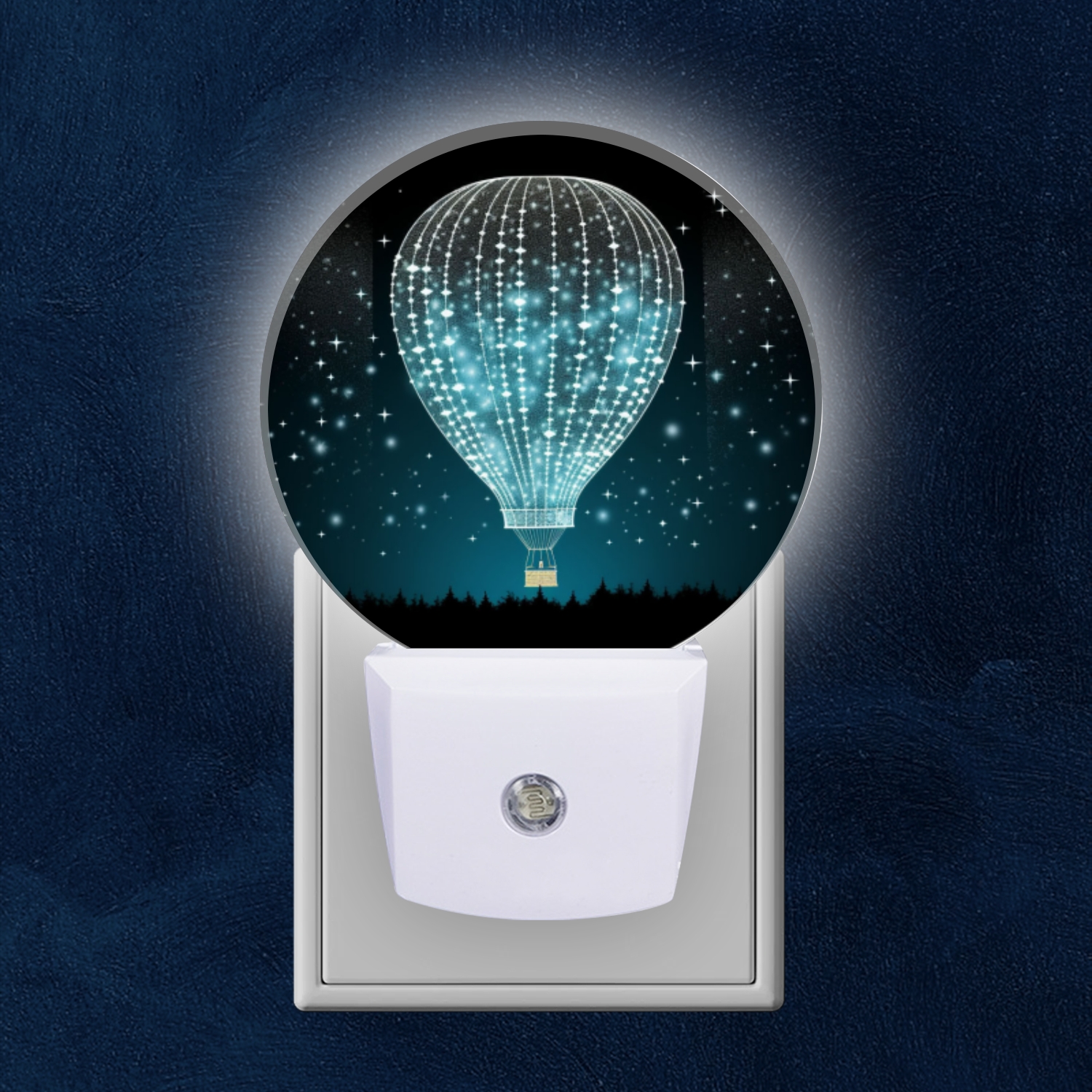 Round LED Night Lights Lamp with Dusk to Dawn Sensor, Glowing Hot Air ...