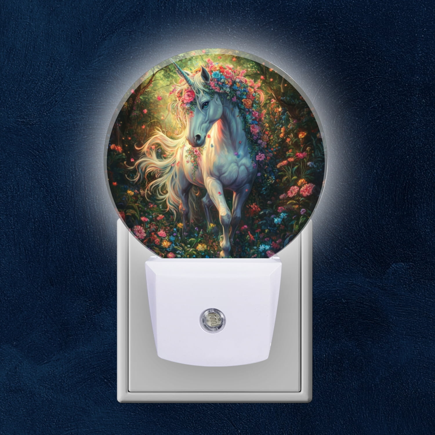Round LED Night Lights Lamp with Dusk to Dawn Sensor, Gorgeous Flower ...