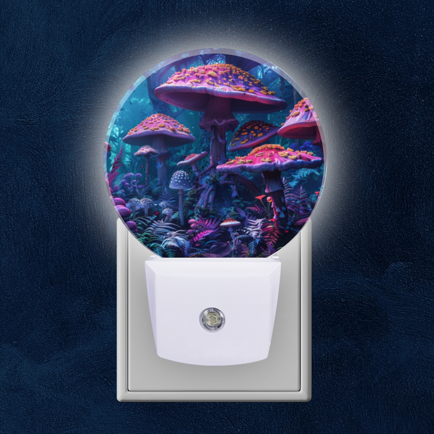 Round LED Night Lights Lamp with Dusk to Dawn Sensor, Lush Mushroom ...