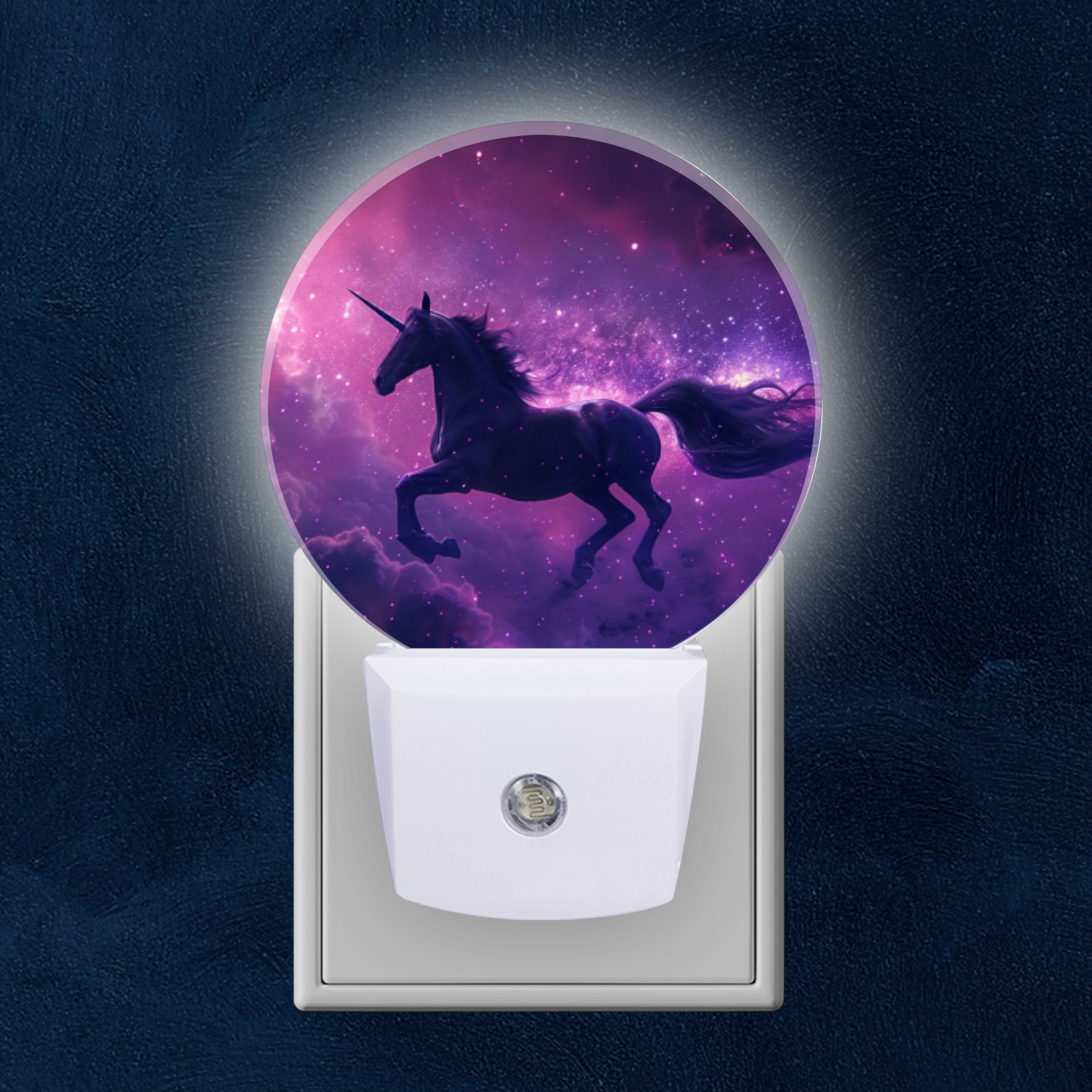 Round LED Night Lights Lamp with Dusk to Dawn Sensor, Majestic Unicorn ...