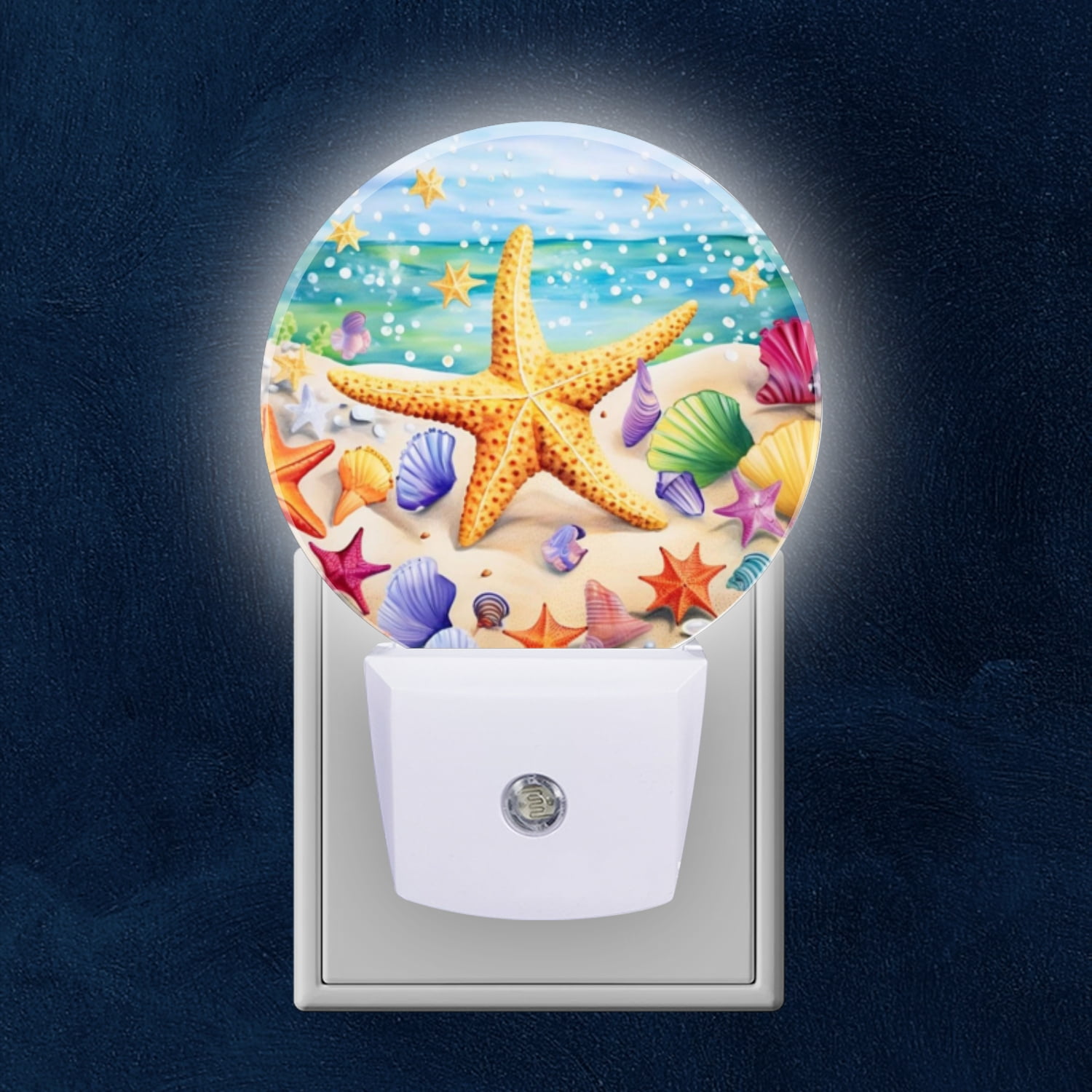 Round LED Night Lights Lamp with Dusk to Dawn Sensor, Starfish And ...