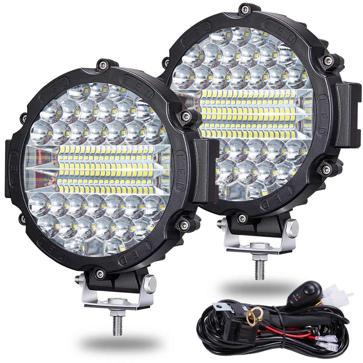 Round LED Off Road OIF8 Pod Lights, 7 inch LED Offroad Driving Lights ...