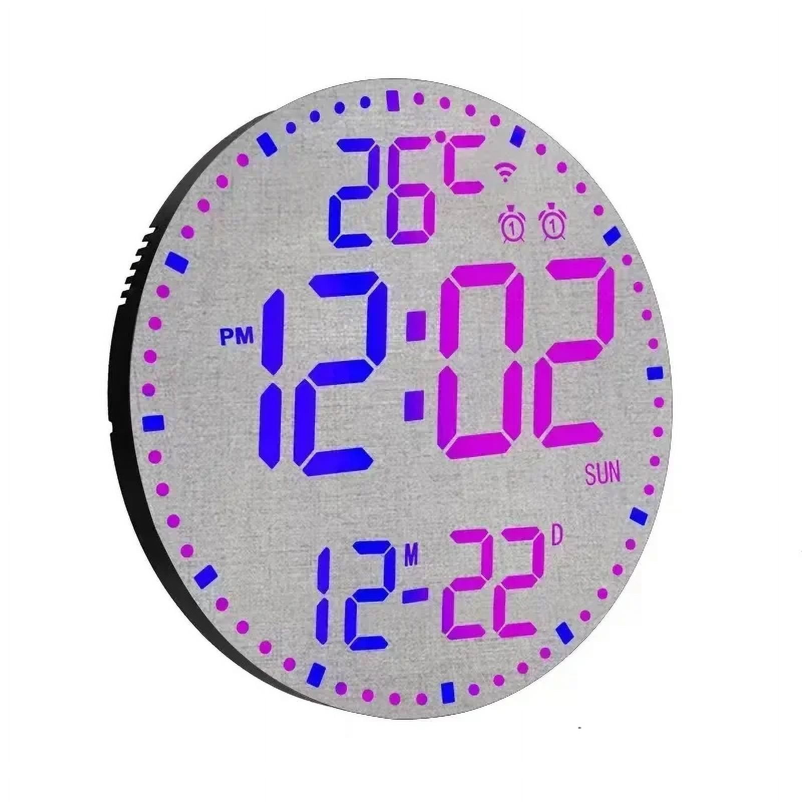 Round LED Smart Digital Clock Wifi Electronic Wall Mounted Clock ...