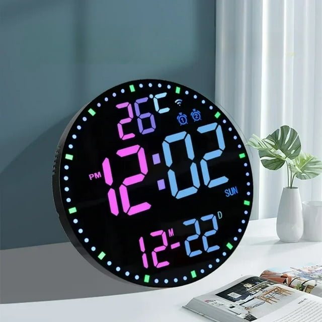 Round LED Smart Digital Clock Wifi Electronic Wall Mounted Clock ...