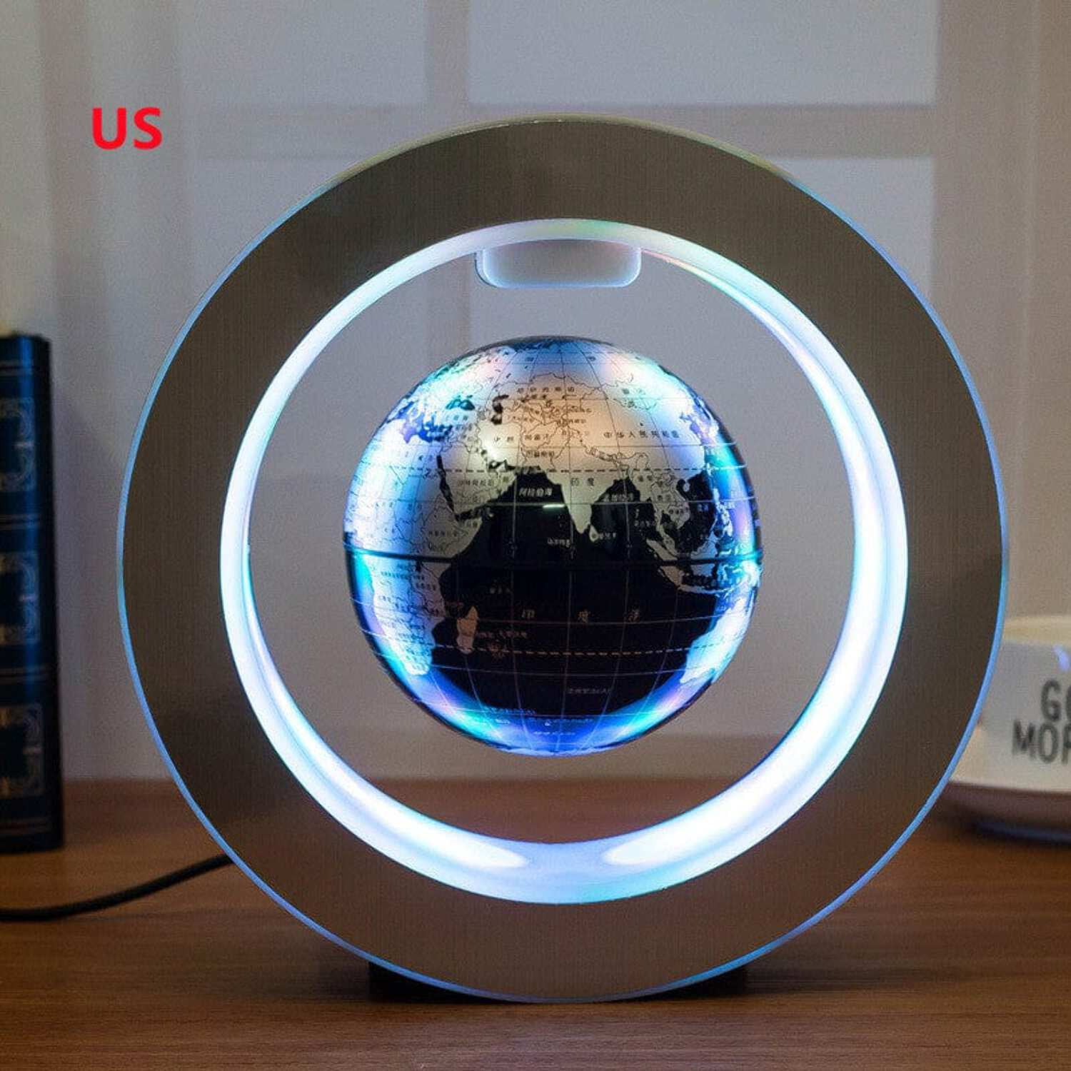 Round LED World Map Floating Globe Magnetic Levitation Light Anti ...