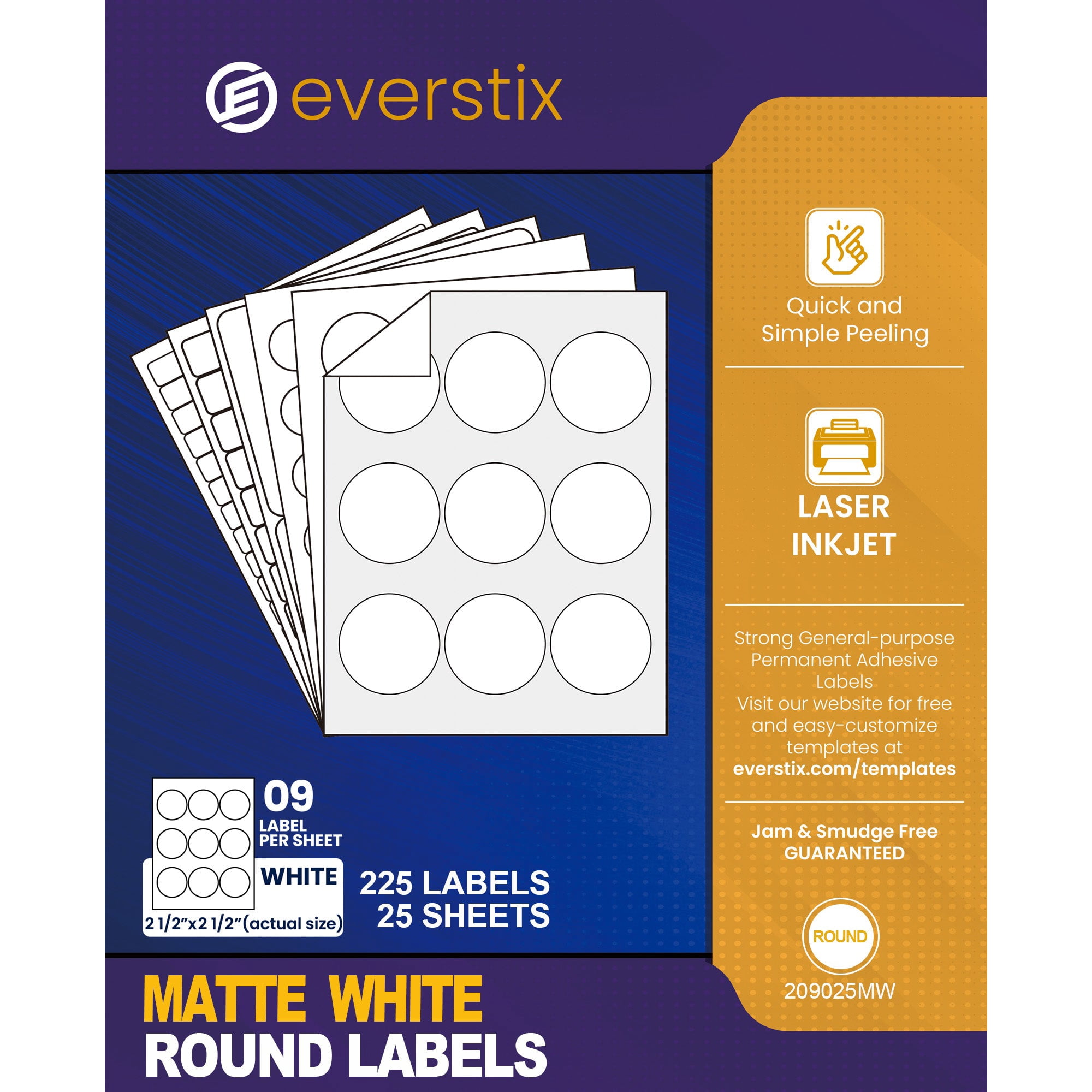 Round Labels, 2 1/2" Diameter, 225 Customizable Blank Labels Total ...