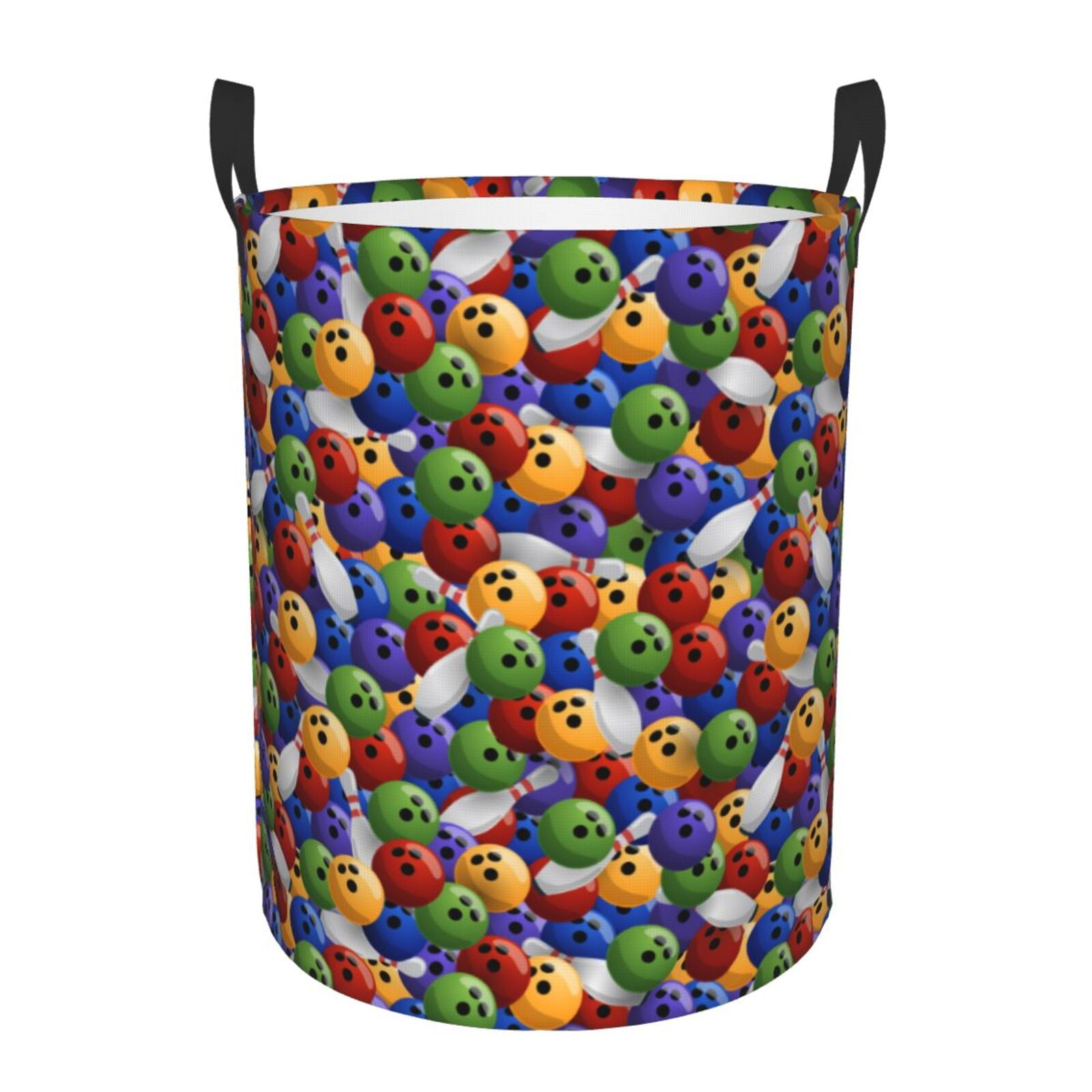 Round Laundry Basket Bowling Colorful Laundry Hamper with Handle ...