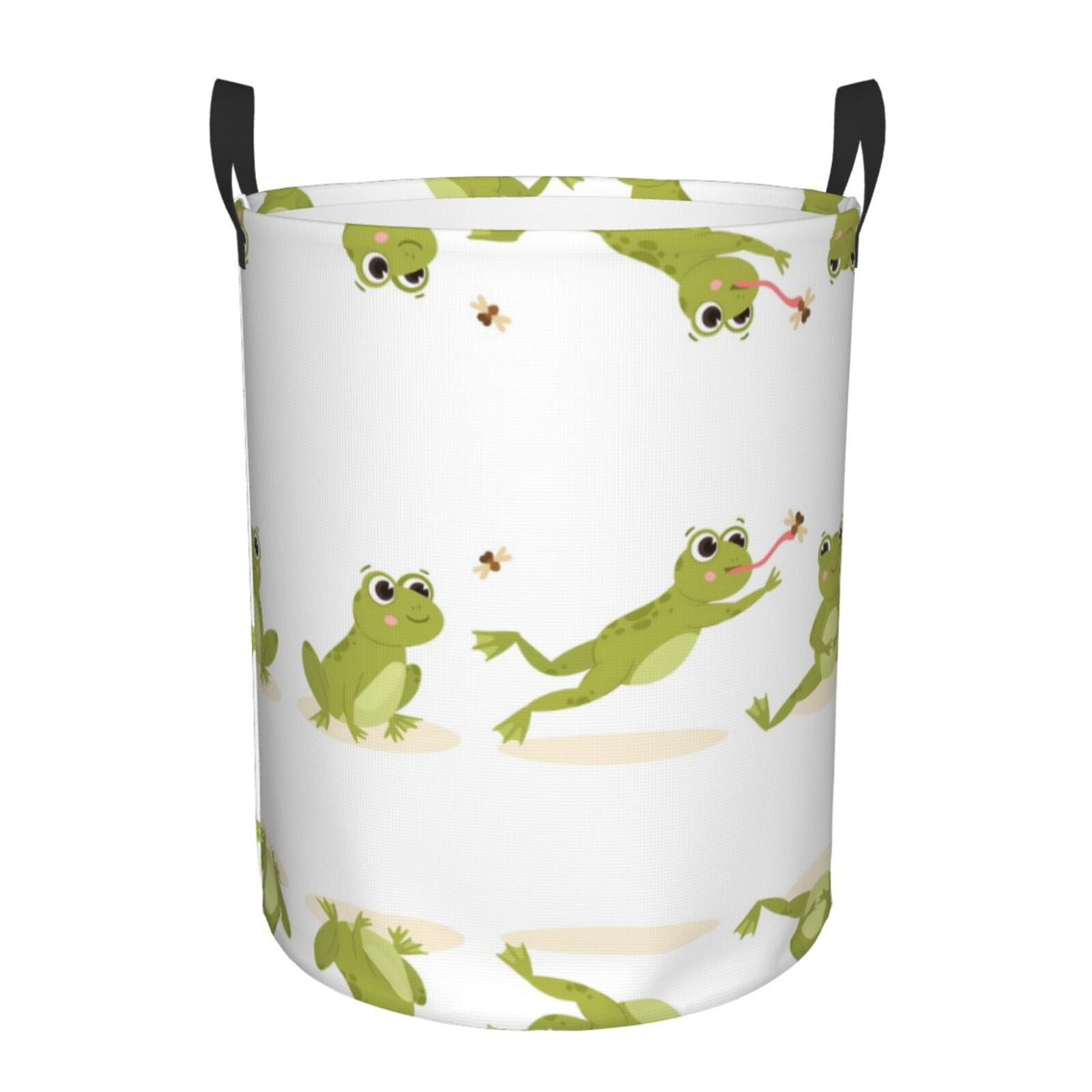 Round Laundry Basket Hunting Frog Laundry Hamper with Handle ...