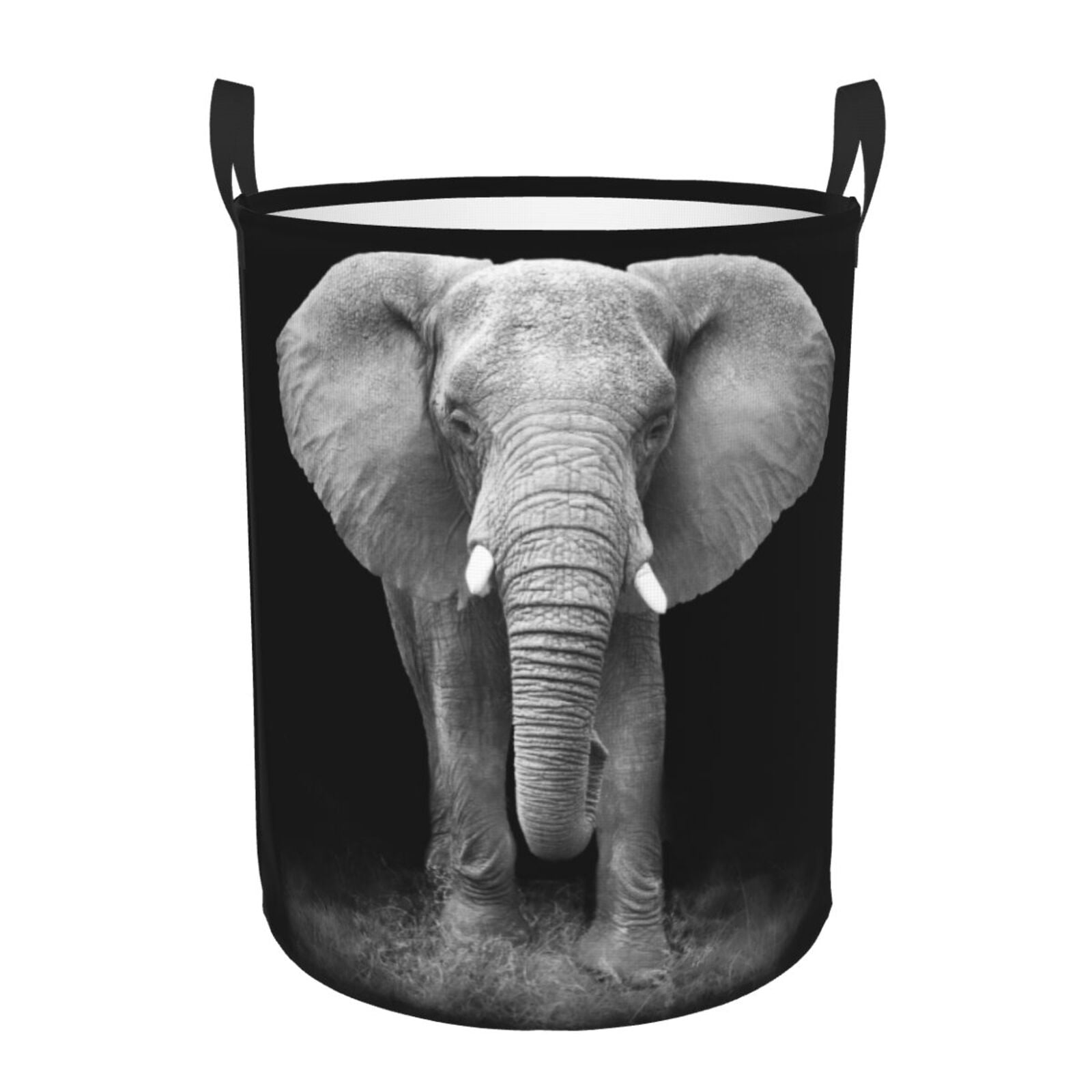 Round Laundry Basket Indian Elephant Laundry Hamper with Handle ...