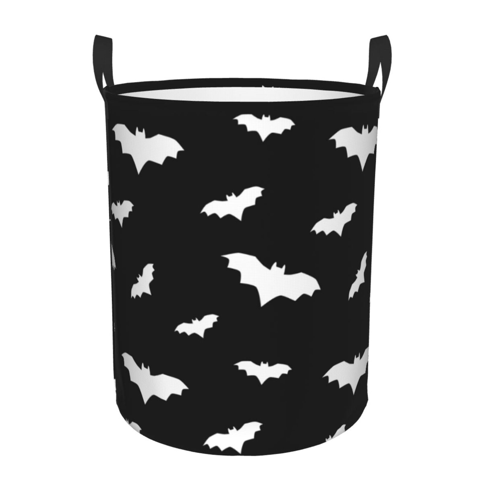 Round Laundry Basket bat cool black Halloween Laundry Hamper with ...