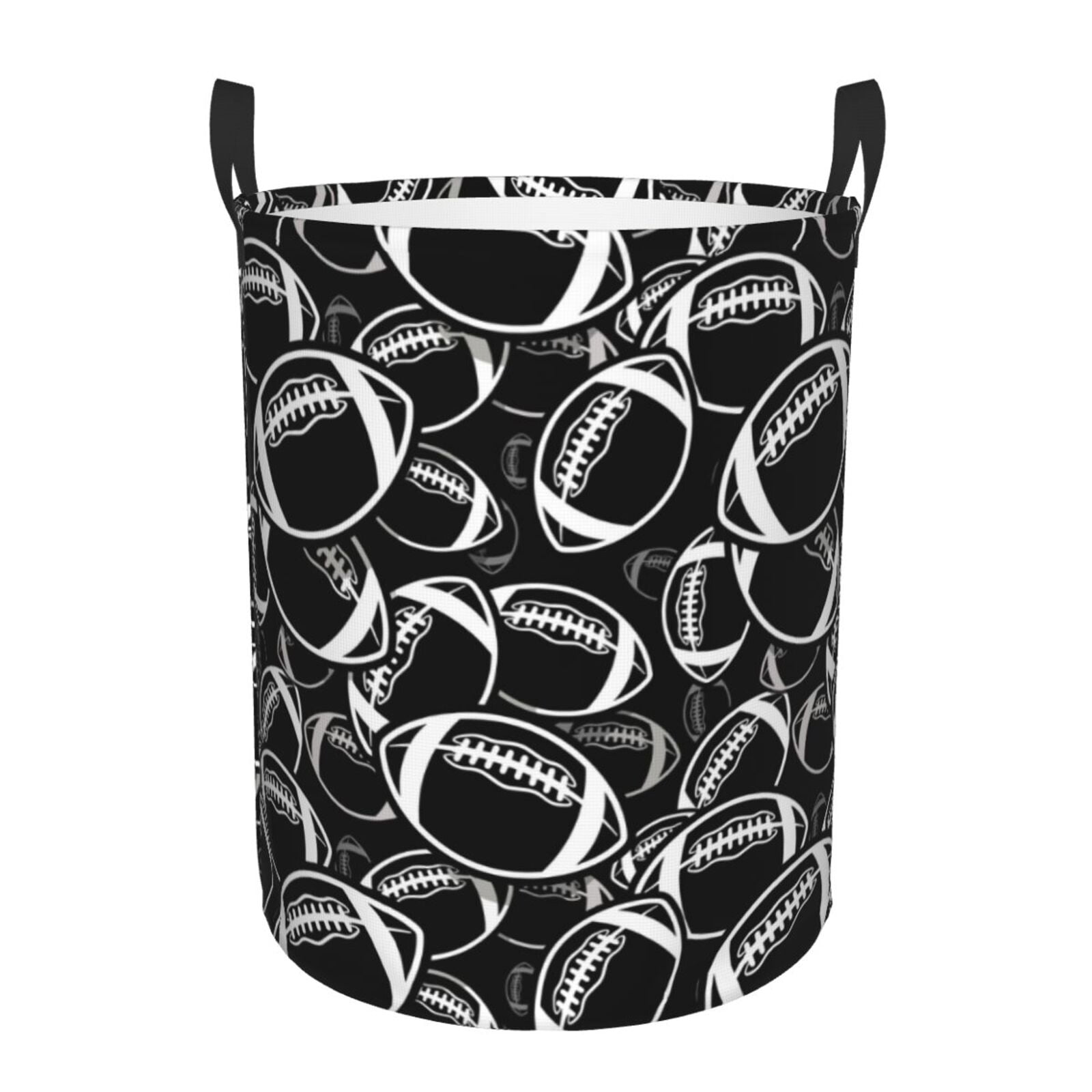 Round Laundry Basket black American football Rugby cool Laundry Hamper ...