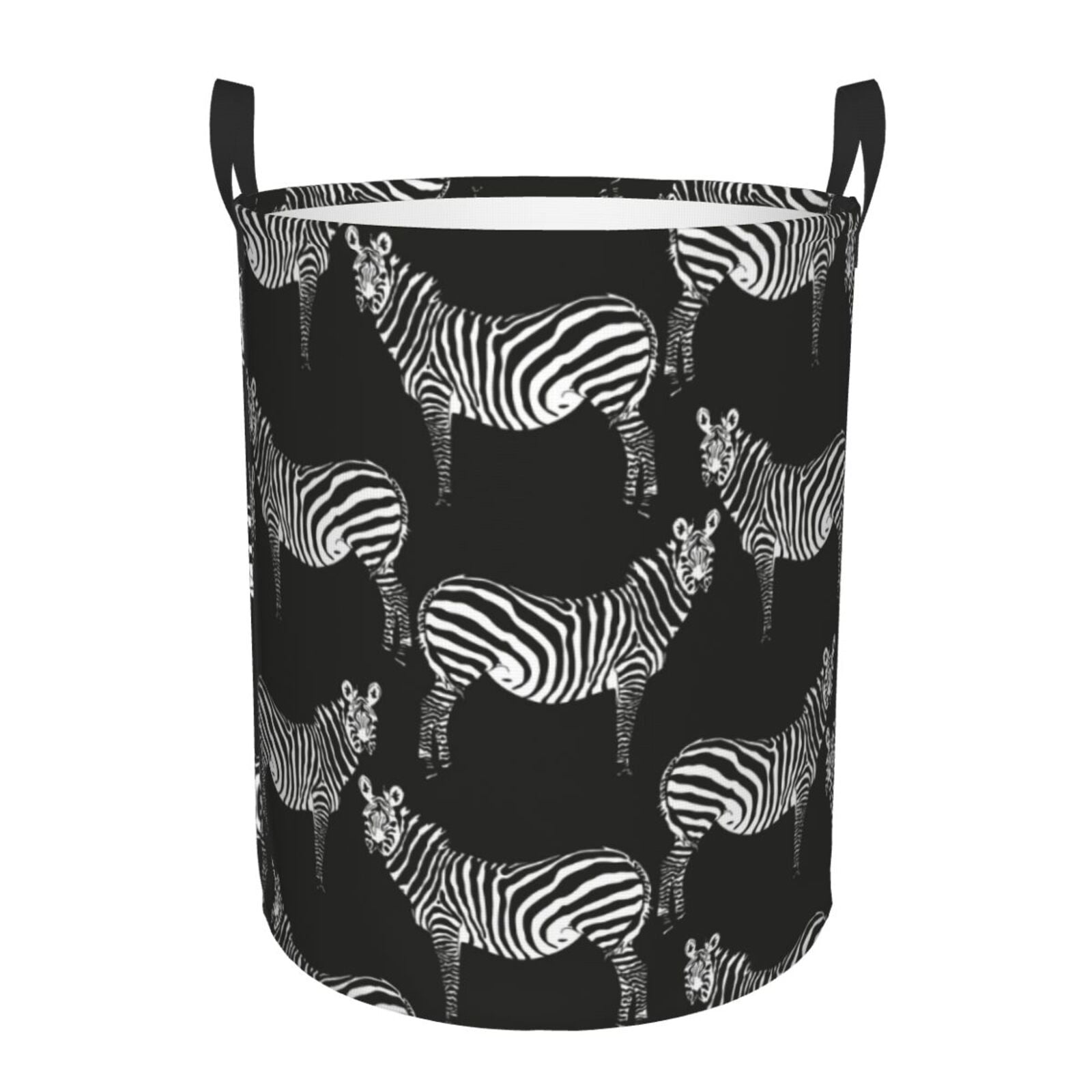 Round Laundry Basket cool black zebra Laundry Hamper with Handle ...