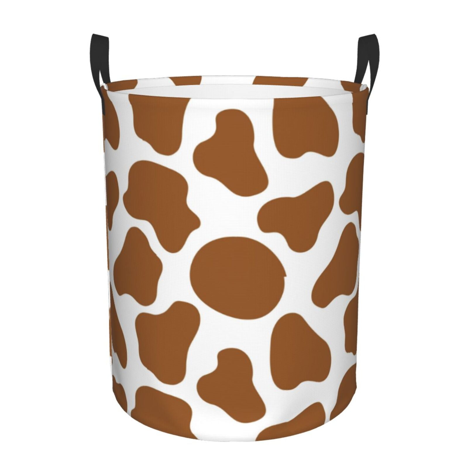 Round Laundry Basket cute brown cow print Laundry Hamper with Handle ...