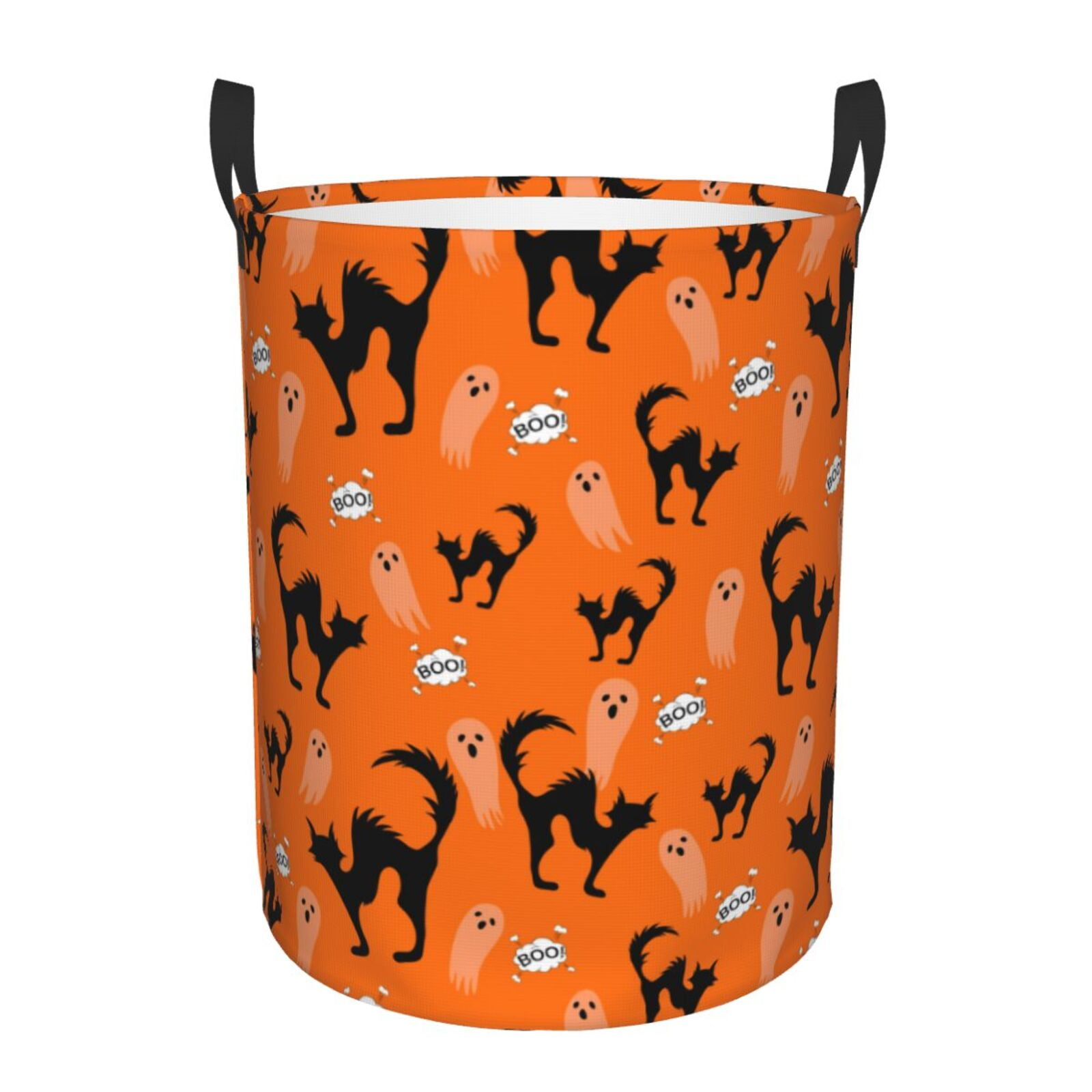 Round Laundry Basket halloween cat Patterns Laundry Hamper with Handle ...