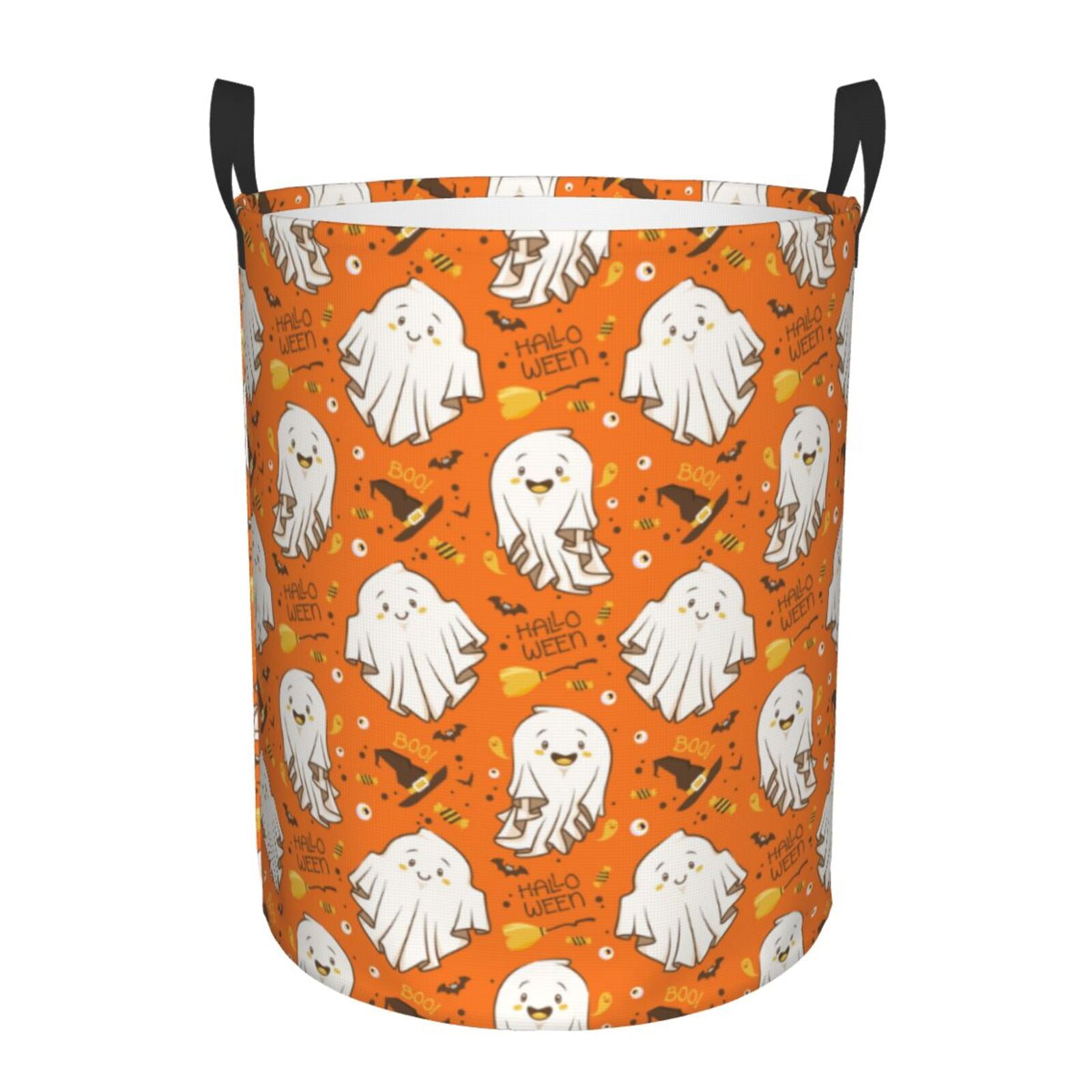 Round Laundry Basket halloween ghost print Laundry Hamper with Handle ...