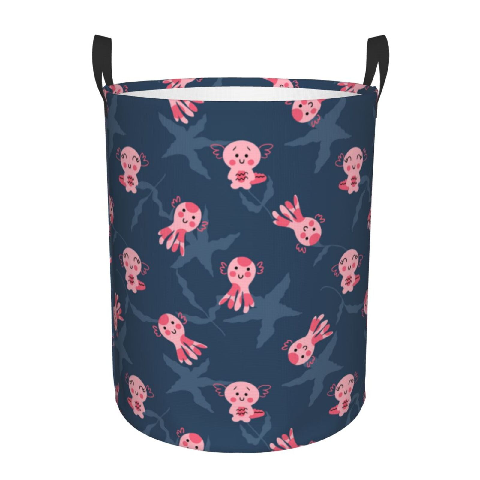 Round Laundry Basket octopus Axolotl funny Laundry Hamper with Handle ...