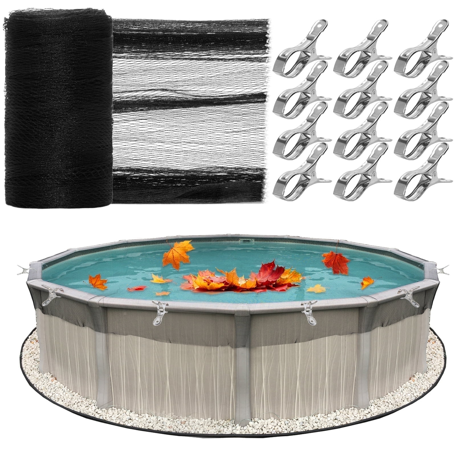 SLUMLOVE, Pool Leaf Cover, 21x21 ft, Freely cut for 18ft round pools ...