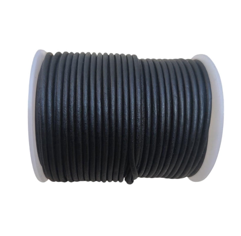 Hottmess Leather Cord Matte Black 2mm 25 Yards - Walmart.com